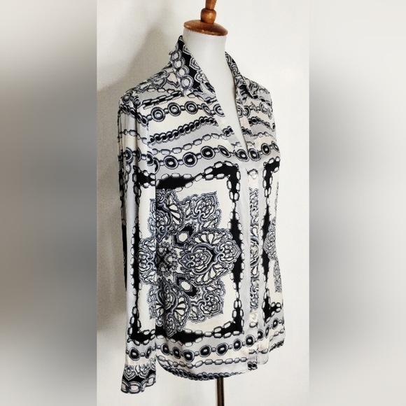 Cache | Tops | Cache Silk Blend Chain Blouse | Poshmark